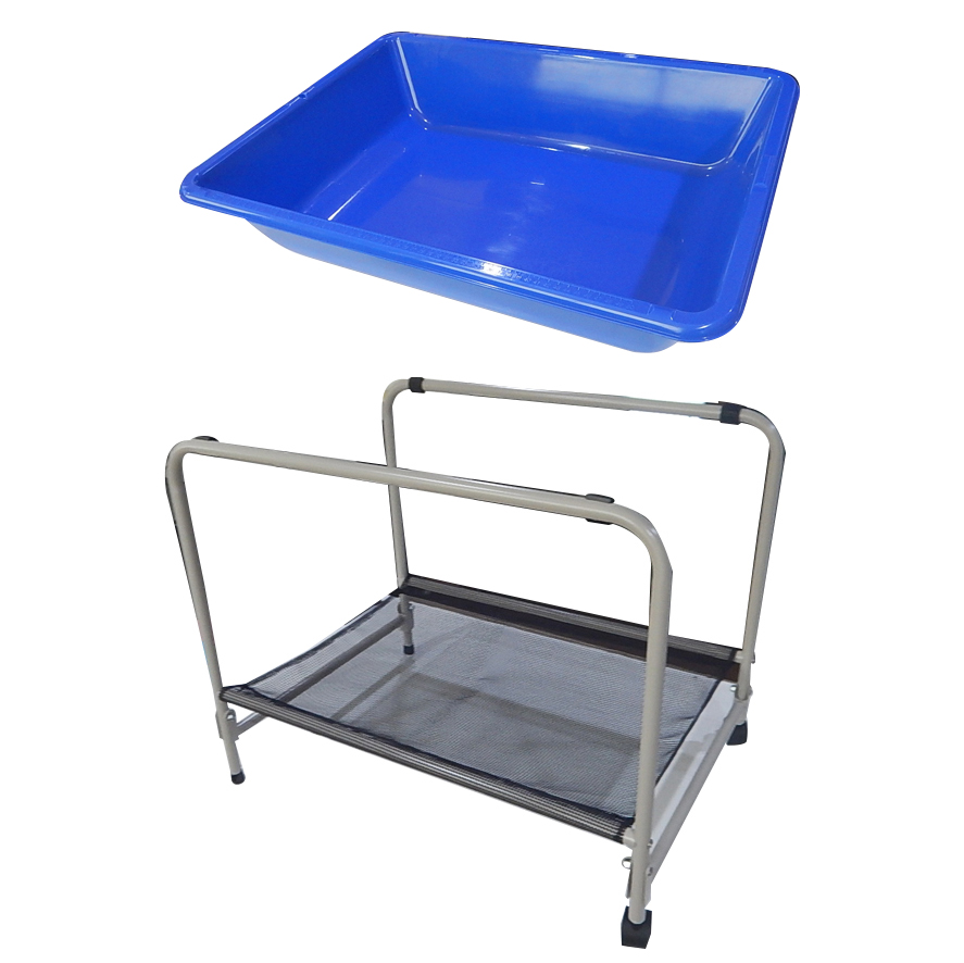 ชุดถาดกิจกรรมน้ำและทรายสีฟ้าพร้อมขาตั้งมีล้อเลื่อน (Blue Desktop Water ...